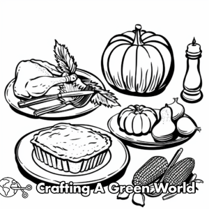 Thanksgiving Food Coloring Pages - Free & Printable!