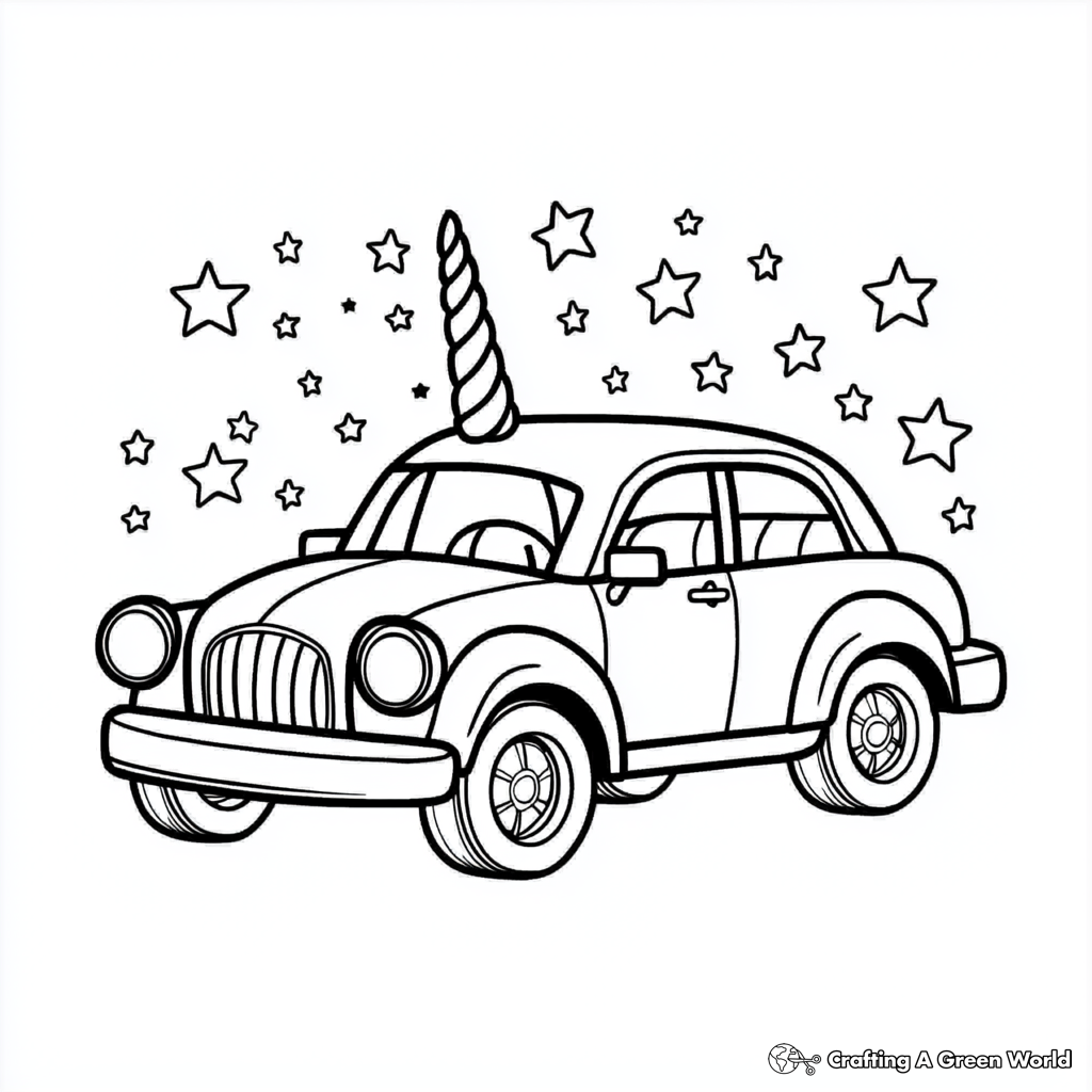 Unicorn Car Coloring Pages - Free & Printable!