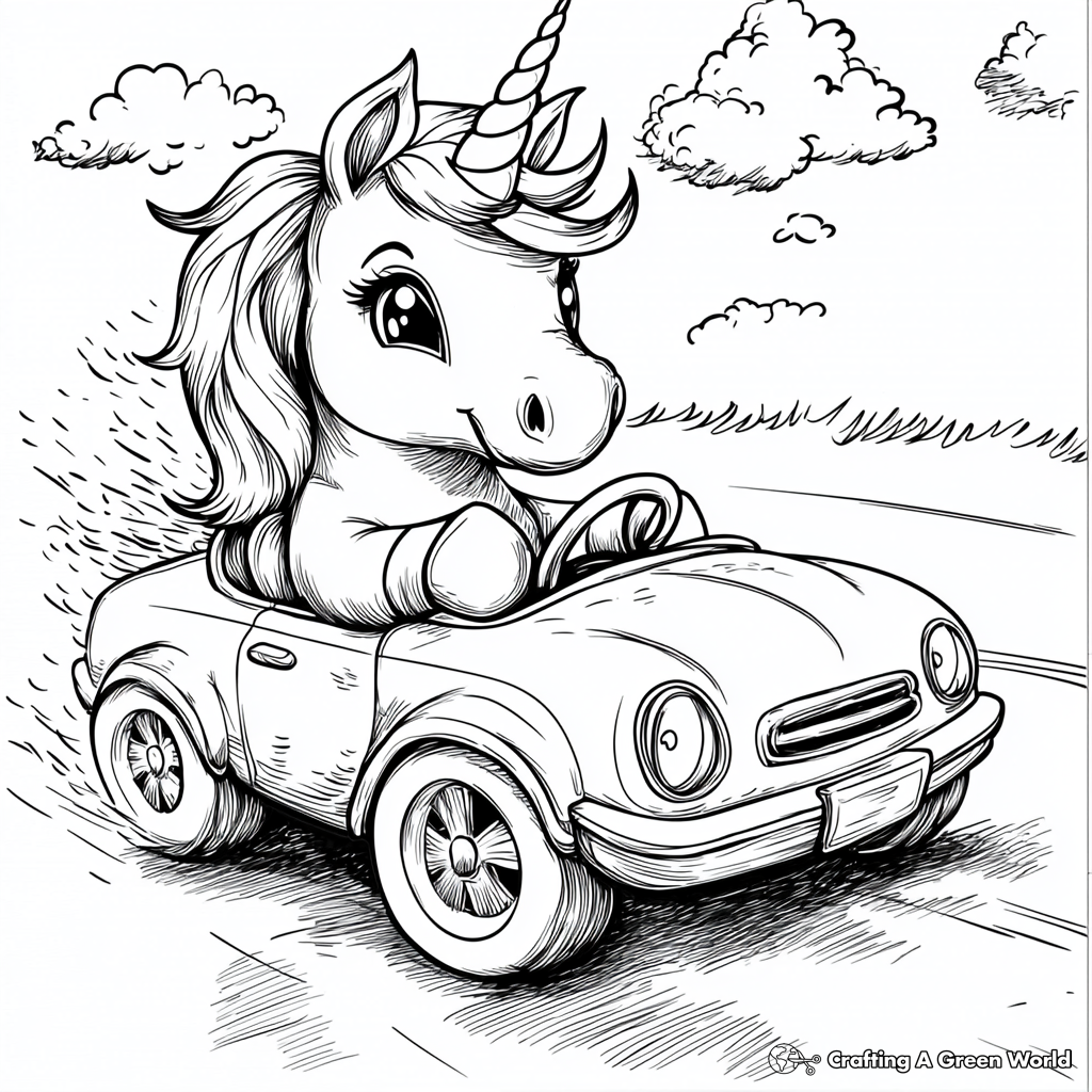 Unicorn Car Coloring Pages - Free & Printable!