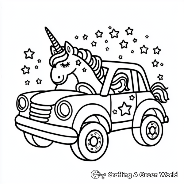 Unicorn Car Coloring Pages - Free & Printable!