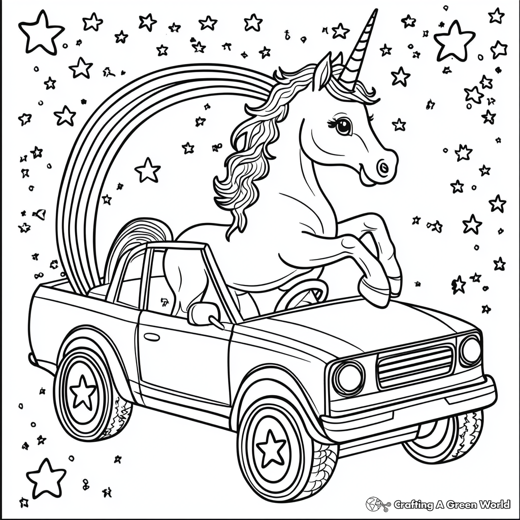 Unicorn Car Coloring Pages - Free & Printable!