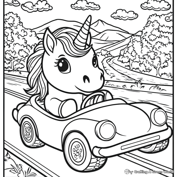 Unicorn Car Coloring Pages - Free & Printable!